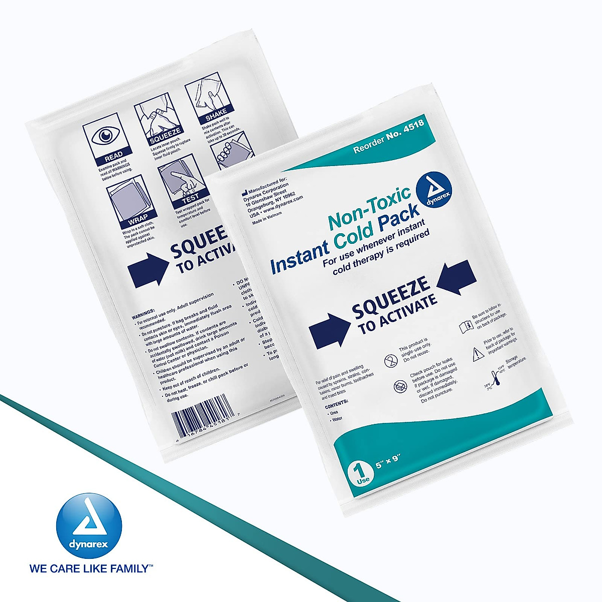 Dynarex 4518 Instant Cold Pack with Urea, 5"x9", Pack of 24