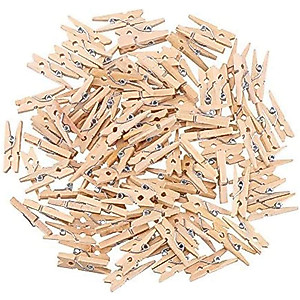 Mini Clothespins,200 Pcs Natural Wooden Photo Clips and 20 Meters Jute Twines for Photo Wall Decoration Craft Pins Pegs Scrapbooking Postcard Art Work Display