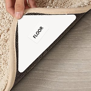 Gripper for Rug, 16 Pack Non Slip Rug Pads Grippers for Hardwood Floors, Anti Slip Rug Corner Grippers for Area Rugs, Rug Carpet Tapes to Prevent Sliding for Tile, Reusable Rug Corner Grippers