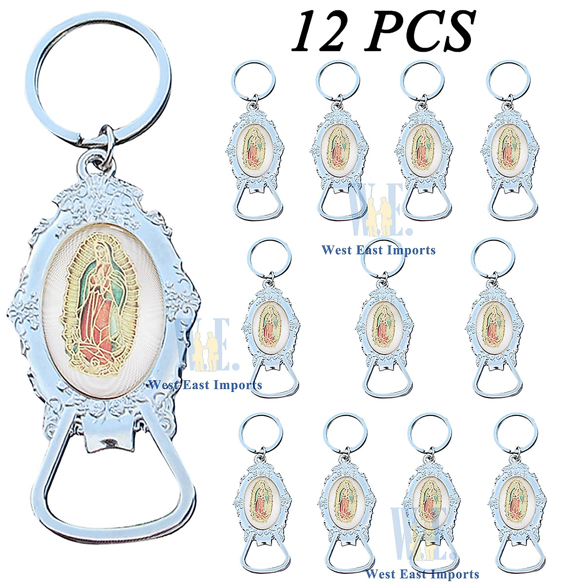 12 Pcs Our Lady of Guadalupe Bottle Opener Keychain Baptism Favor First Communion Gift Recuerdos de Bautizo