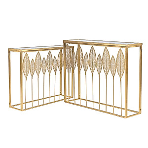 Joveco Console Table Set of 2- Gold Thin Sofa Table- Metal Slim Console Tables Behind The Sofa Couch- Modern Narrow Accent Sofa Tables for Entryway Living Room Hallway and Bedroom