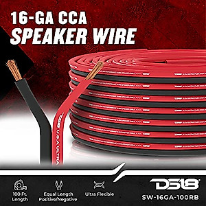 DS18 SW-18GA-100RB Ultra Flex Speaker Wire Red and Black 100FT - Speaker Cable for Audio Applications