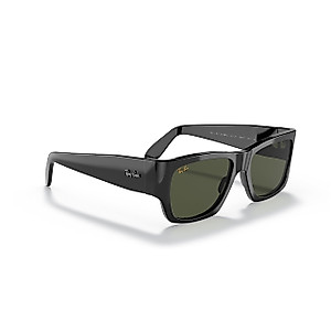 Ray-Ban RB2187 Nomad Square Sunglasses, Black/G-15 Green, 54 mm
