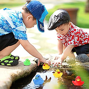 50 Pack Multicolor Mini Rubber Ducky Float Ducks Baby Bath Toy, Great for Jeep Ducking, Shower, Birthday Party, Carnival Game Gift(1.6"x 1.5" x 1.2". 6 Colors)