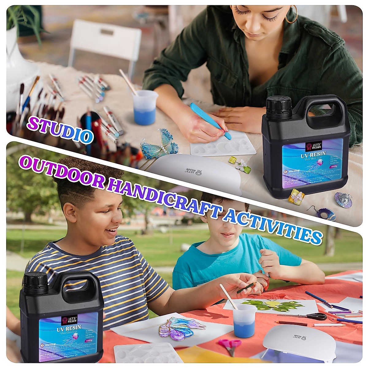 LET'S RESIN UV Resin, Upgraded 1,000g Crystal Clear UV Resin Hard, Low Odor Ultraviolet Epoxy Resin, UV Light Cure Solar Sunlight Activated Glue for Jewelry, Craft Decoration