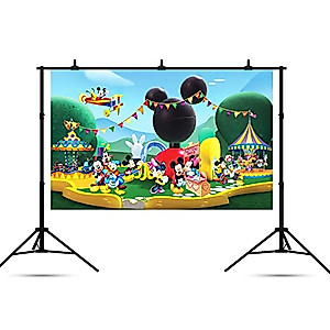 FQFMJDM Mickey Mouse Clubhouse Backdrop for Birthday Party Decorations Park Baby Shower Background Cake Table Supplies Theme Banner 5x3ft