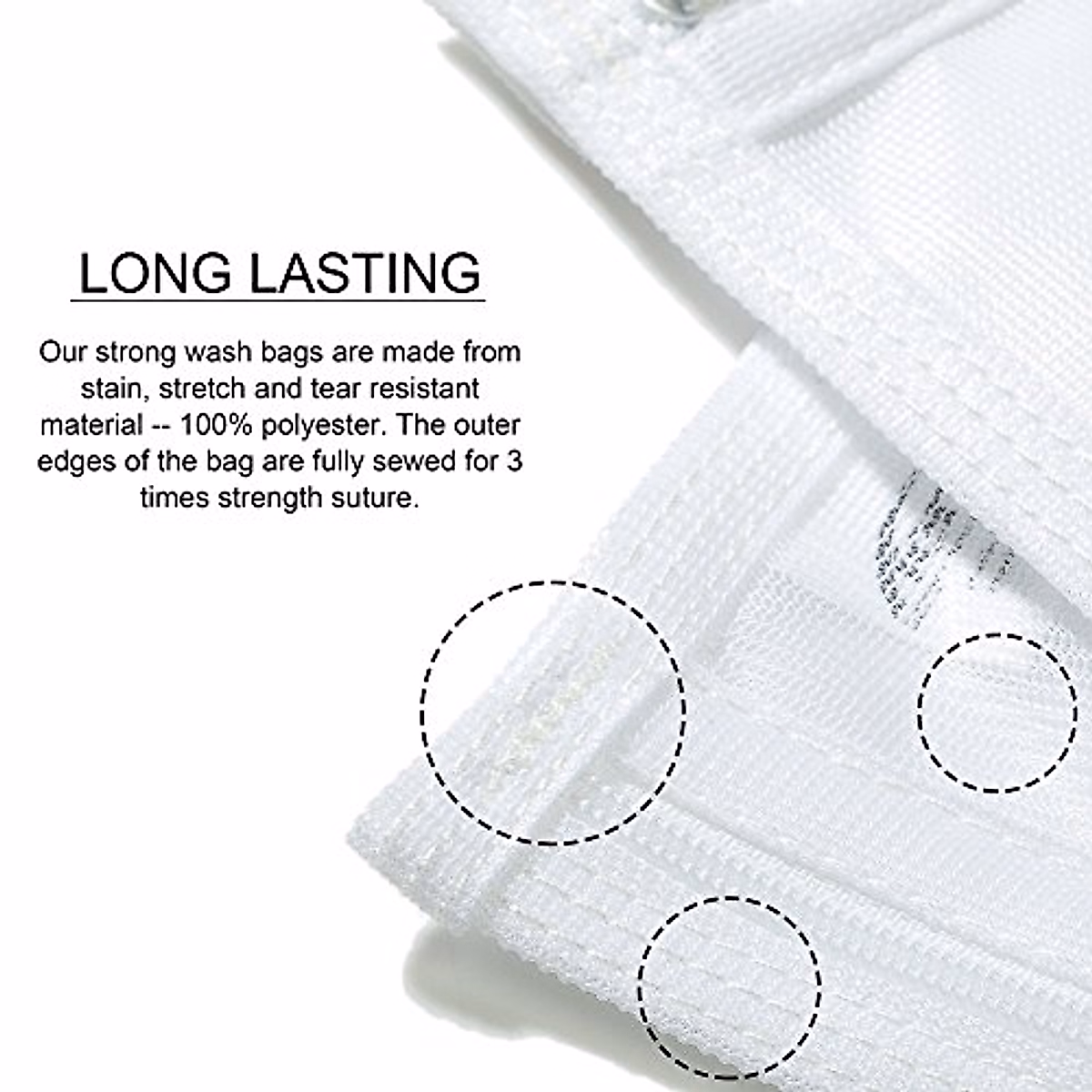TENRAI Delicates Laundry Bags, Bra Fine Mesh Wash Bag for Underwear, Lingerie, Bra, Pantyhose, Socks, Use YKK Zipper, Have Hanger Loops, Small Openings (White, 3 Small)