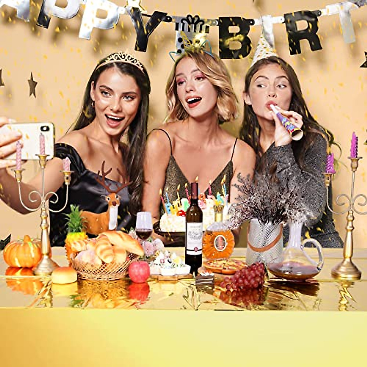 Youyole 6 Pack Iridescence Plastic Tablecloths Gold Foil Shiny Disposable Laser Rectangle Table Cloths for Party Wedding Christmas Birthday Holiday Party Decorations 54" x 108" (Gold)