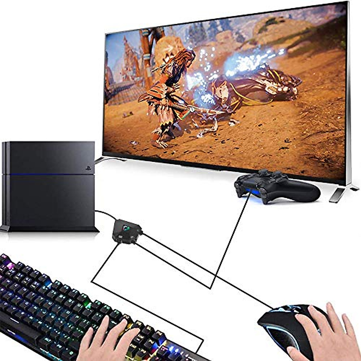 Keyboard and Mouse Converter for Nintendo Switch, Wired Keyboard and Mouse Adapter for PS4 PS3 Xbox ONE/360 Console Series Converter, Custom Mapping, 8 Keys Storage, Reset Button, FPS, TPS, RPG Games