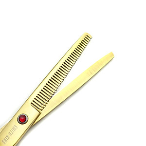 7.0 Inches Hair Cutting Scissors Set with Combs Lether Scissors Case,Hair cutting shears Hair Thinning shears For Personal and Professional (Gold)
