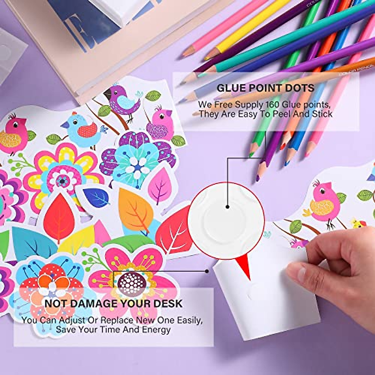 Bulletin Board Border Trim Colorful Removable Blackboard Chalkboard Border Springtime Luau Ocean Borders Stickers for Spring Classroom Office Party Wall Decor (Flower Style, 59 ft in Length)