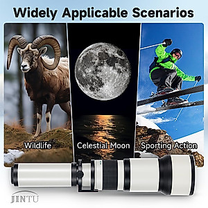 JINTU 650-1300mm f/8 Manual Telephoto Zoom Lens + T-Mount for Canon EOS Rebel SL2 SL1 T3 T3i T4i T5 T5i T6 T6i T6s T7 T7i 4000D 850D/SL3/SL2 6D Mark II/5D Mark IV/90D/80D/77D DSLR SLR Cameras
