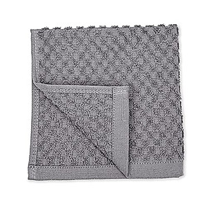 Amazon Basics 100% Cotton Terry Kitchen Dish Cloths, Popcorn Texture - (Pack of 8) Grey,