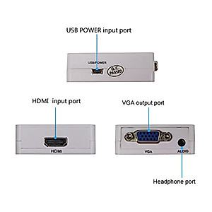 HDSUNWSTD HDMI to VGA Adapter with 3.5mm Audio Port (PC HDMI Source Output to VGA TV) for Old Computer Monitor Laptop Projector 1080P Video (Female HDMI in, Female VGA Out)