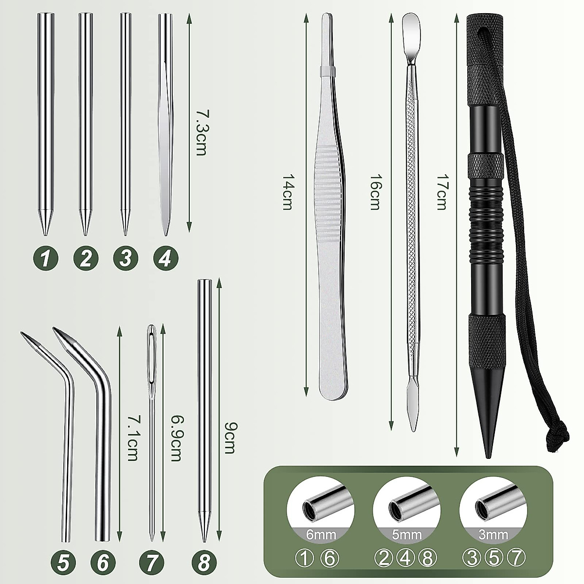 Tondiamo Paracord Bracelets Kit Paracord FID Set Adjustable Length Stainless Steel Lacing Needle DIY Craft Maker Tool 4 Inch to 13 Inch Weaving Knotters Tool for Jewelry Supplies Army Green