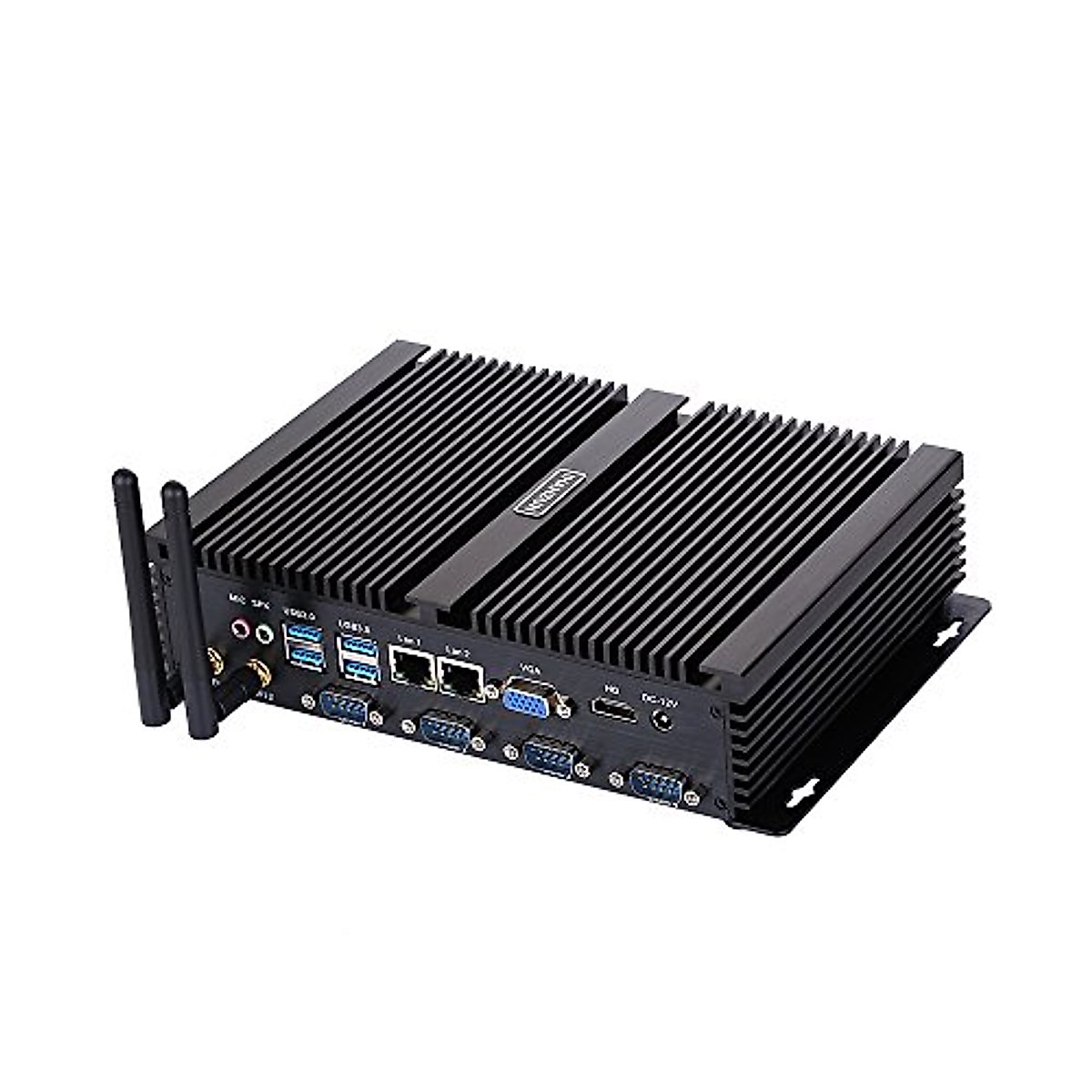 HUNSN Fanless Industrial PC, Mini Computer, Intel Core I5 3317U, Windows XP / 11 or Linux Ubuntu, IM02, VGA, HDMI, 2 x LAN, 4 x COM RS232, 4 x USB2.0, 4 x USB3.0, 8G RAM, 512G SSD, 1TB HDD