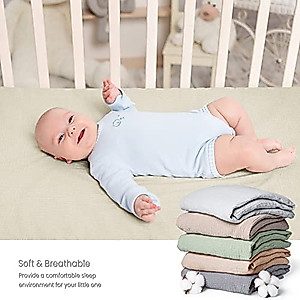 Lulumoon Muslin Crib Sheet Fitted Crib Mattress Sheet for Boys and Girls, 28"x 52" Cream