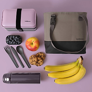 Bentoheaven Premium Bento Lunch Box with Insulated Lunch Bag - Includes Sauce Cup, Divider, Cutlery & Chopsticks - Made of Durable Aluminum and Foam