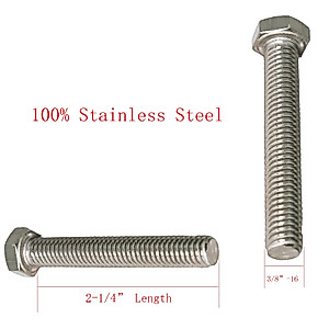 3/8"-16 X 2-1/4" (25pc) 304 Stainless Steel HEX Cap Screw Santie