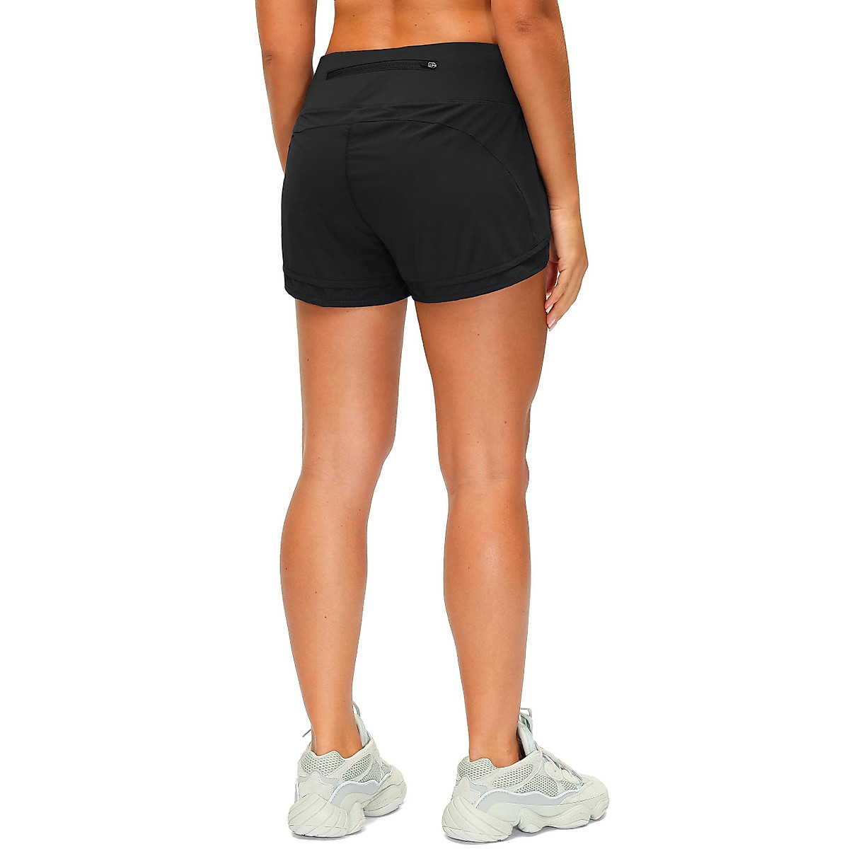 Women's Running Shorts High Waisted Quick-Dry 3 Inch Gym Workout Athletic Shorts for Women with Zipper Pocket(Black, M)