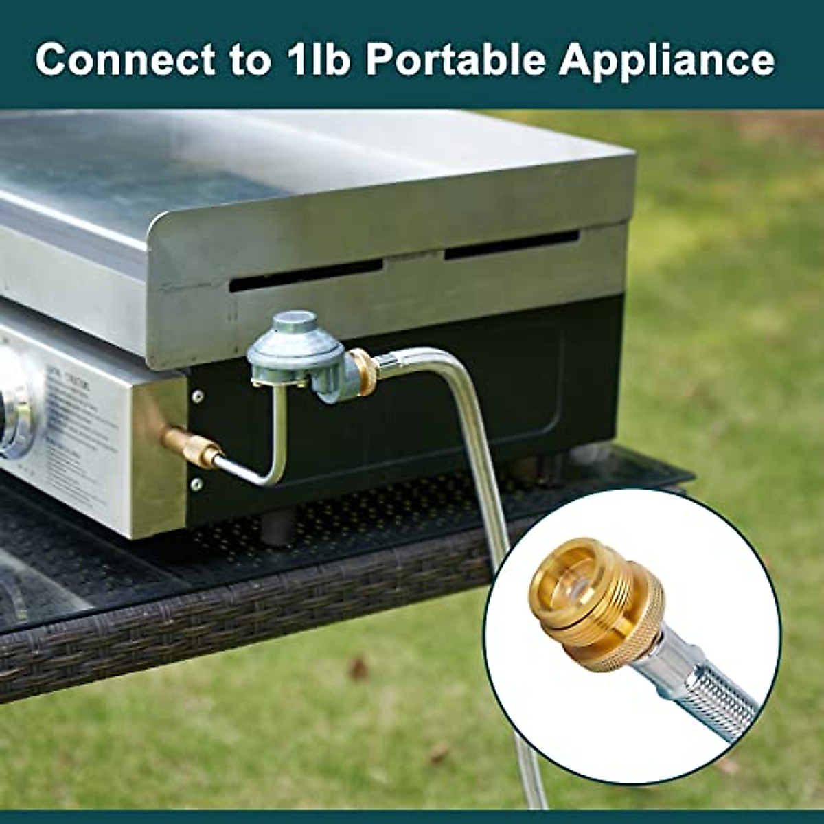 GASPRO 5 Feet Propane Adapter Hose 1lb to 20lb, Comes with A Propane Tank Gauge Level Indicator, Fit for Propane Stove, Gas Grill, Griddle, Heater and More