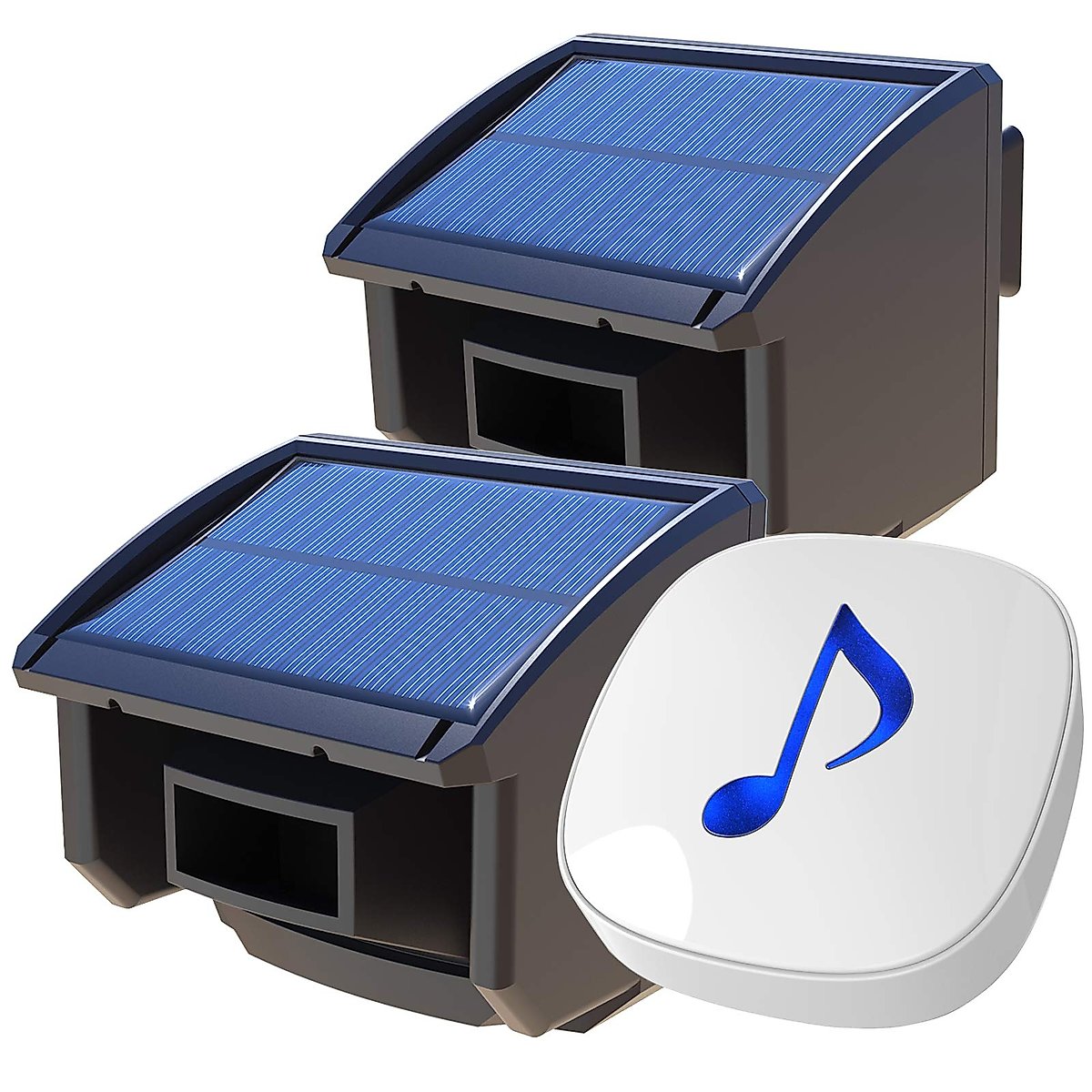 Htzsafe Solar Wireless Driveway Alarm System-1/4 Mile Long Transmission Range-Solar Powered No Need Replace Batteries-Outdoor Weatherproof Motion Sensor DIY Security Alert-1 Receiver and 2 Sensors KIT