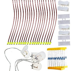 Ltvystore 28Pcs LED Pre Wired Emitting Diode White 12V Micro LED 0805 SMD LEDs & 3Volt Botton Cell Battery Case Holder & Quick Cable Connector