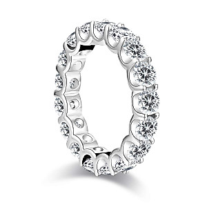 AINUOSHI Round Cut 4.0mm Full Eternity Bands Cubic Zirconia Wedding Band for Women Platinum Plated Sterling Silver Anniversary Ring (6.5)