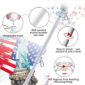 cogardenshower White Flag Pole for House - Tangle Free Outdoor Flag Pole Kit with Holder Bracket,5ft Stainless Steel Metal Flagpoles Residential Heavy Duty for Outside House,Porch,Yard,Truck,Boat