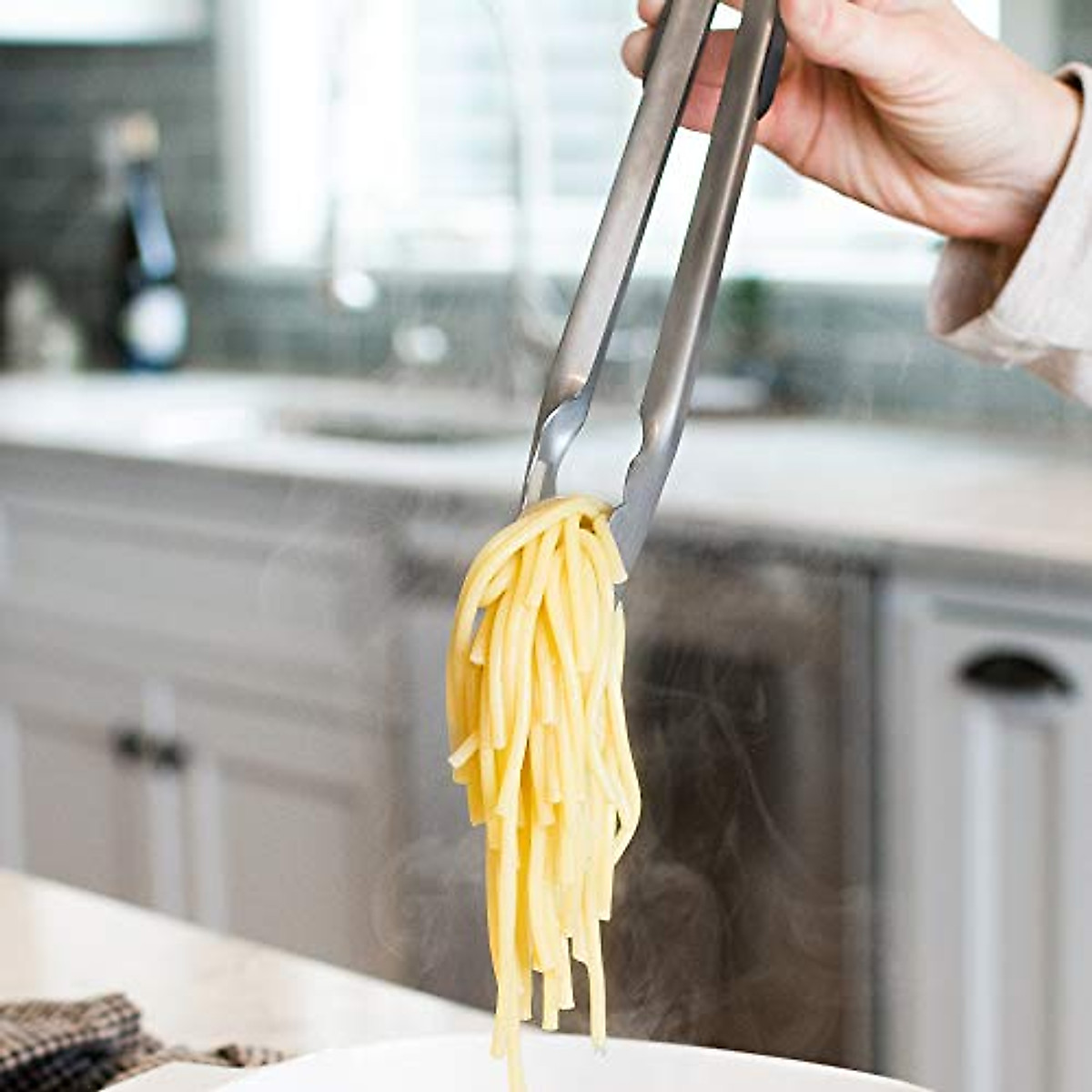 DRAGONN Premium Set of 12-inch and 9-inch Stainless-Steel Locking Kitchen Tongs, Set of 2 - Sturdy, Heavy Duty Tong Set - Great for Cooking, Grilling, and Barbecue, BBQ, Silver, DN-KW-TG2S