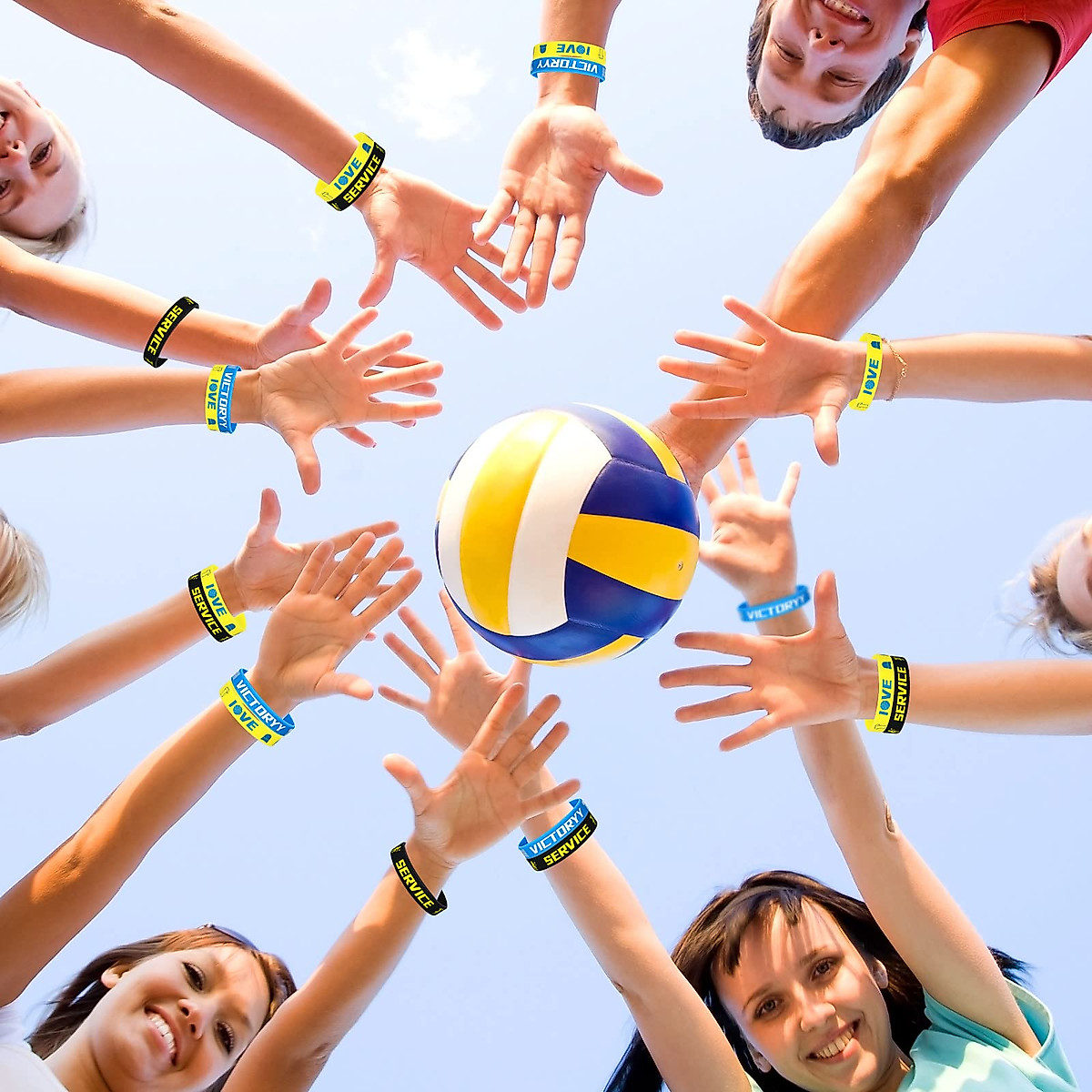 Hungdao 158 Pcs Volleyball Party Favors for 18 People Includes Mini Bouncy Volleyball Keychain Whistle Bracelets Thank You Card Stickers Organza Bag for Volleyball Sports Event Class Rewards