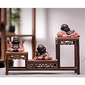 Kingzhuo Ceramic Little Cute Baby Buddha Statue Monk Figurine Buddha Figurines Home Decor Creative Baby Crafts Dolls Ornaments Gift Delicate Ceramic Arts and Crafts (Red)
