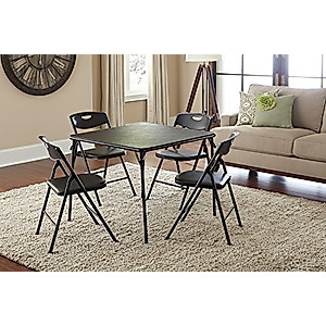 COSCO 5-Piece Folding Table and Chair Set, Black