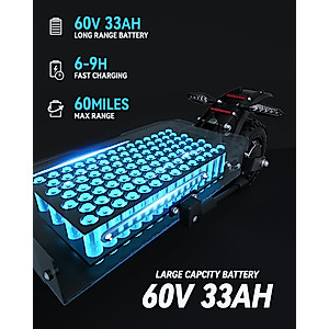 Adults Electric Scooter,Max Speed 50 MPH,5600W High Power Dual Motor,Up to 60Miles Range Battery,11 Inch Pneumatic Off-Road Tires with Detachable Seat for Daily Commuting…