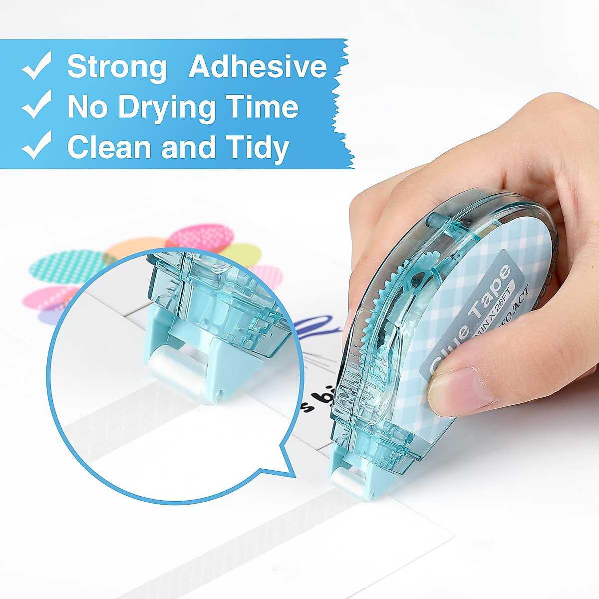 NEOACT 4 Pack Scrapbook Tape,Double Sided Tape Roller Scrapbook Supplies,0.31In x 26 Ft Glue Tape Runner for Scrapbooking Envelopes Crafts Gift Wrapping Journaling School Office Supplies