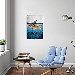 Mindset is Everything Motivational Canvas Office Wall Art Inspirational Entrepreneur Quotes Poster Print Artwork Painting Wall Picture for Living Room Bedroom Office Framed Ready to Hang-12”Wx18”H