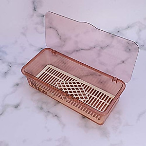 Storage Box for Silverware：Cabilock Plastic Chopsticks Storage Drainer Flatware Tray Kitchen Drawer Organizer Silverware Box With Lid Dust Proof Dinnerware Holder Silverware Utensil Cutlery Tableware Spoon Forks Storage Box brown
