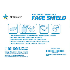 Optiazure Safety Face Shield, 1 Frame with 10 Removable Transparent Shield, Anti-fog, Splash and Dust Resistant