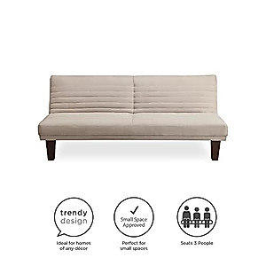 DHP Dillan 69 Inch Futon Sofa Bed, Modern Armless Upholstered Couch Sleeper with Tufted Back and Seat, Full, Tan