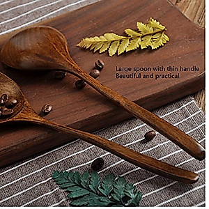 Kitchen Spoons 9 Inch Wooden Spoon Nonstick Kitchen Serving Spoons Scooper Utensil Long Handle Soup Spoon for Cooking And Stirring Spoons Silverware