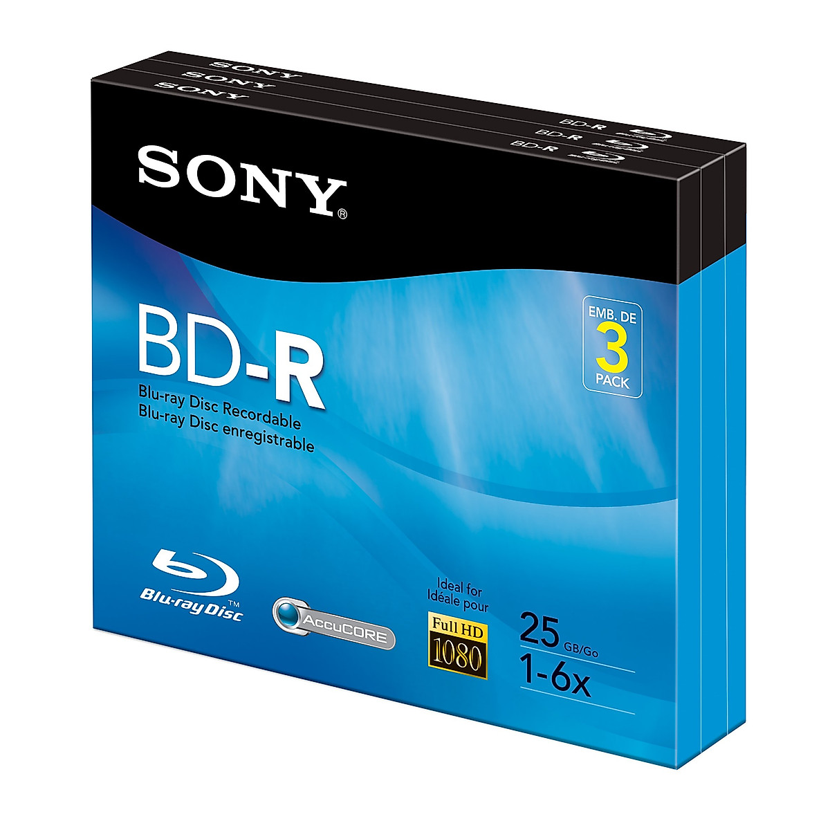 Sony 3BNR25R3H 6x 25GB Recordable Blu-Ray Disc - 3 Pack