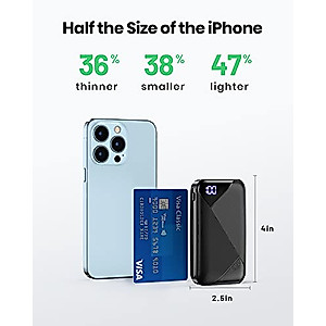 EAFU Portable Charger, Compact 10000mAh USB C Power Bank, Triple 3A High-Speed External Battery Pack with Flashlight for iPhone 14 13 12 11 X Pro 8 Plus Samsung S20 S10 Note20 Google LG iPad Tablet