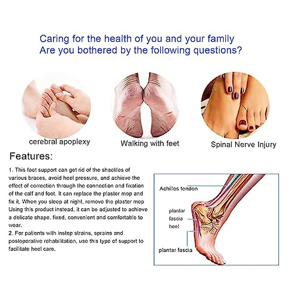 VIDECOR Plantar Fasciitis Relief Night Splint, Upgraded Foot Drop Orthotic Brace Ankle Braces for Men Women, Adjustable Night Splint for Plantar Fasciitis Arch Foot Pain,A