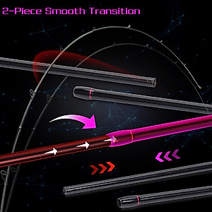 Sougayilang Fishing Rod and Reel Combo, Medium Fishing Pole with Baitcasting Reel Combo, 2-Piece Baitcaster Combo-Purple-5'10'' with left handed reel