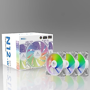 ALSEYE N12 Case Fans, 3 Pack 120mm ARGB & PWM PC Case Cooling Fans with Controller, Ultra Quiet High Airflow Half-Transparent White Computer Case Fan