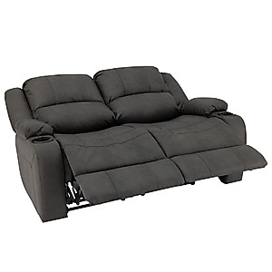 RecPro Charles 58" Powered Double RV Wall Hugger Recliner Sofa RV Loveseat with Upgraded 2023 Fabric (Gunmetal)