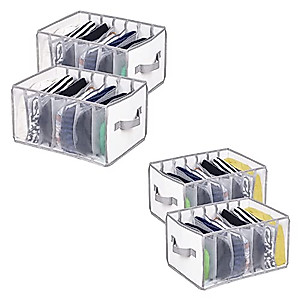 Univivi Extra Large Portable Pants Organizer Wardrobe Clothes Organizer for Jeans, Sweaters, T-Shirt, Underwear, Upgraded 7 Grids Jeans Organizer Bins Mesh Clothes Organizer - Set of 2