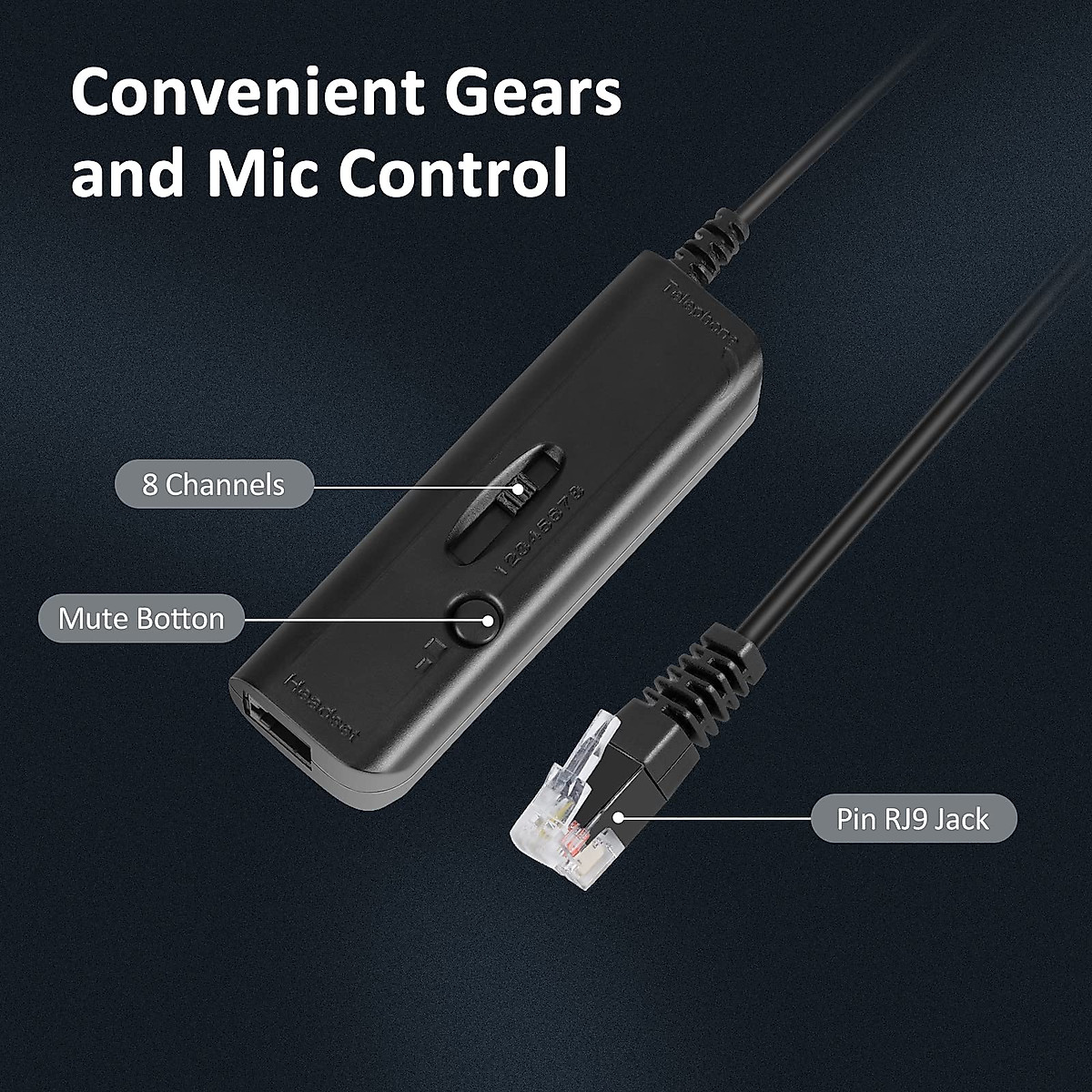 AGPTEK® Hands-Free Call Center Noise Cancelling Corded Monaural Headset Headphone for Desk Telephone with 4-Pin RJ9 Crystal Head