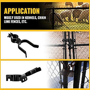 VIVIDA Chain Link Gate Latch 1-3/8" x 1-7/8", Black Gate Fork Latch for Outdoor Fence, Black Powder Coated, Chain Link Fence Parts, 2 PCS