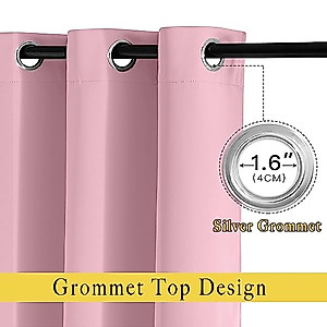 NICETOWN Crystal Pink Blackout Curtains for Bedroom - Grommet Blackout Thermal Insulated Room Darkening Sound Blocking Window Treatments for Girls Room/Teens, 2 Panels, W52 x L84